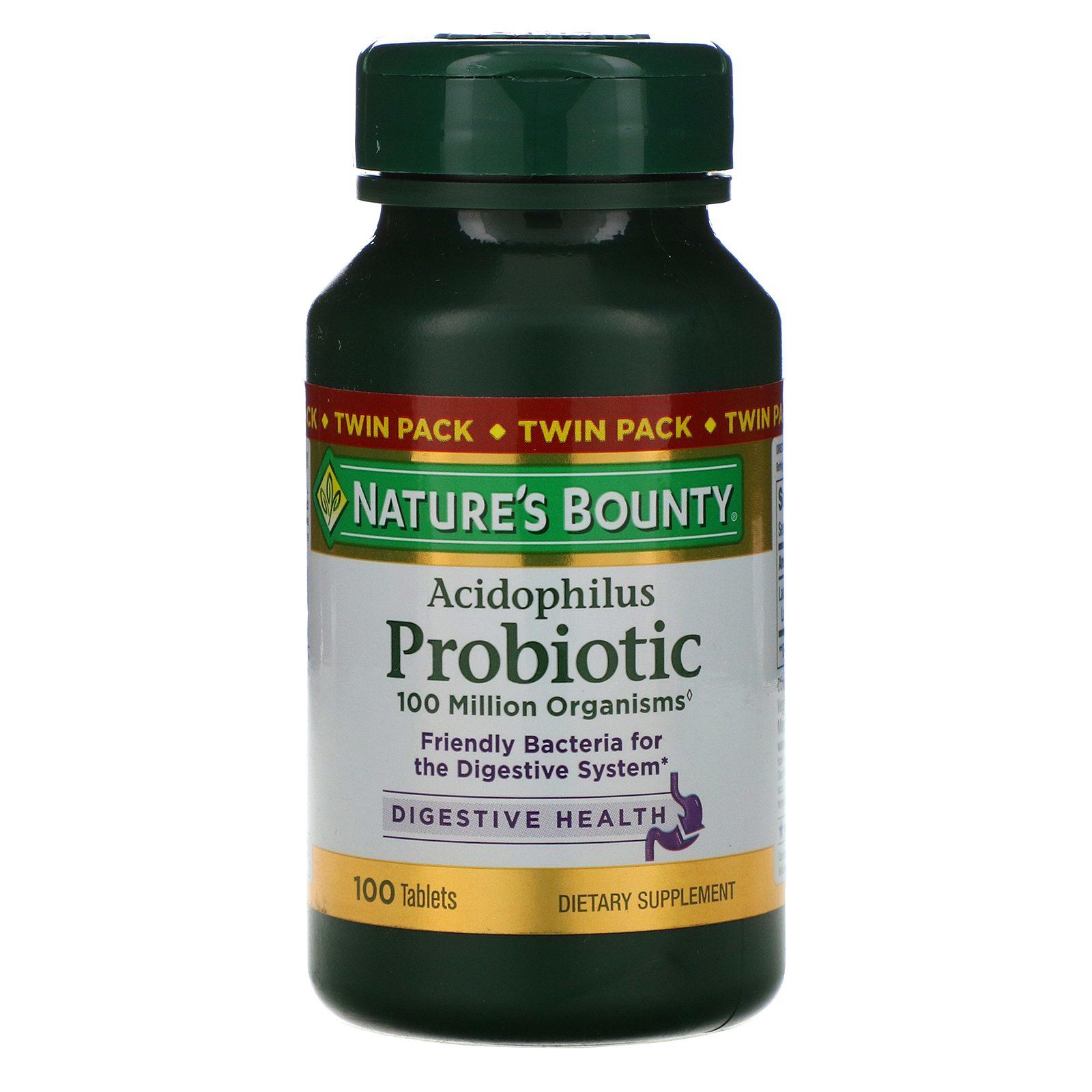 Nature's Bounty, Probióticos acidófilos, paquete doble, 100 tabletas ...