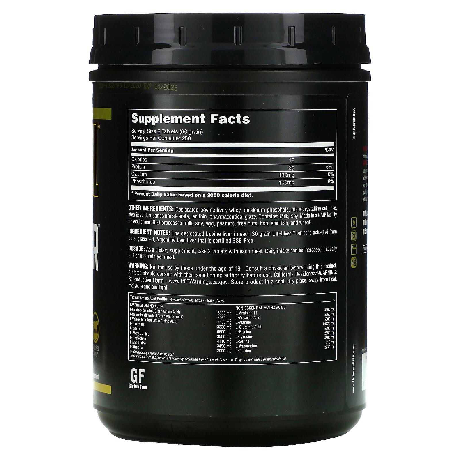 Universal Nutrition, Uni-Liver, Argentine Beef Liver, Classic Series ...