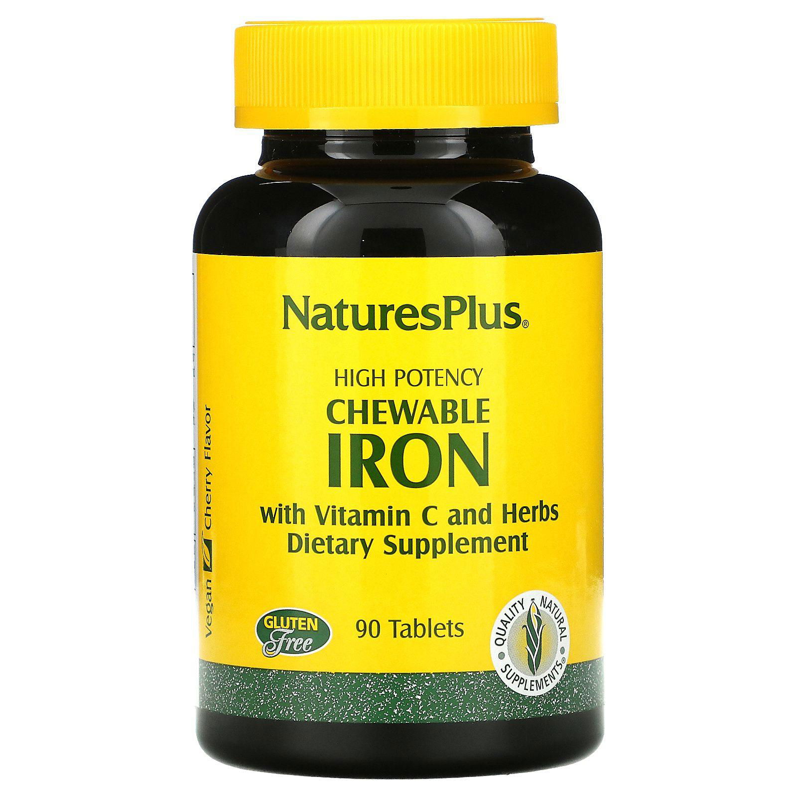 Nature's Plus, Chewable Iron, Cherry Flavor, 90 Tablets | Allnatural