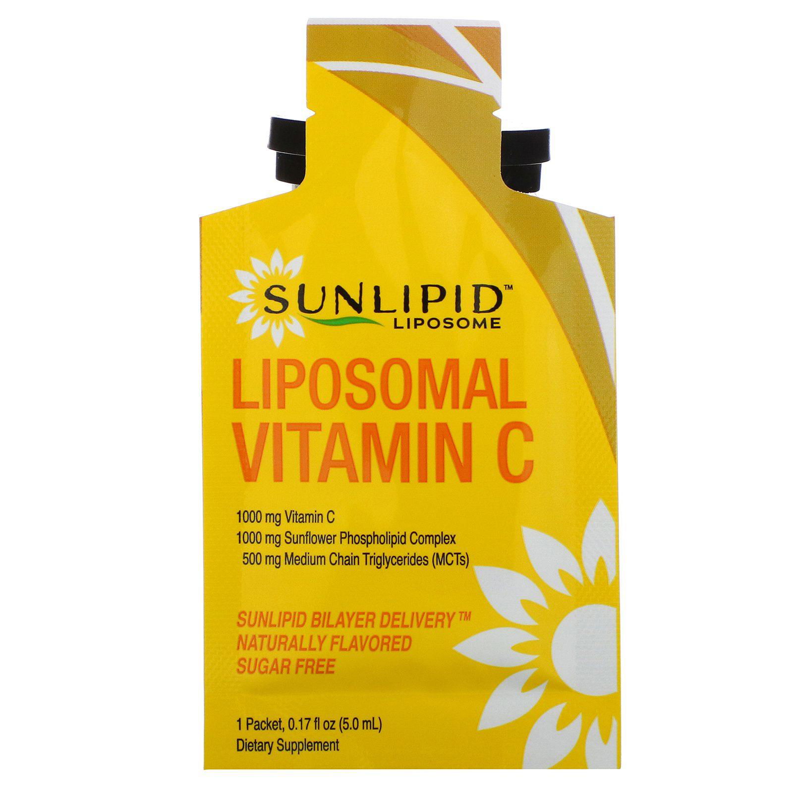 SunLipid, Vitamina C liposomal, Sabor natural, 30 sobres, 5,0 ml (0,17 oz) cada uno | Allnatural