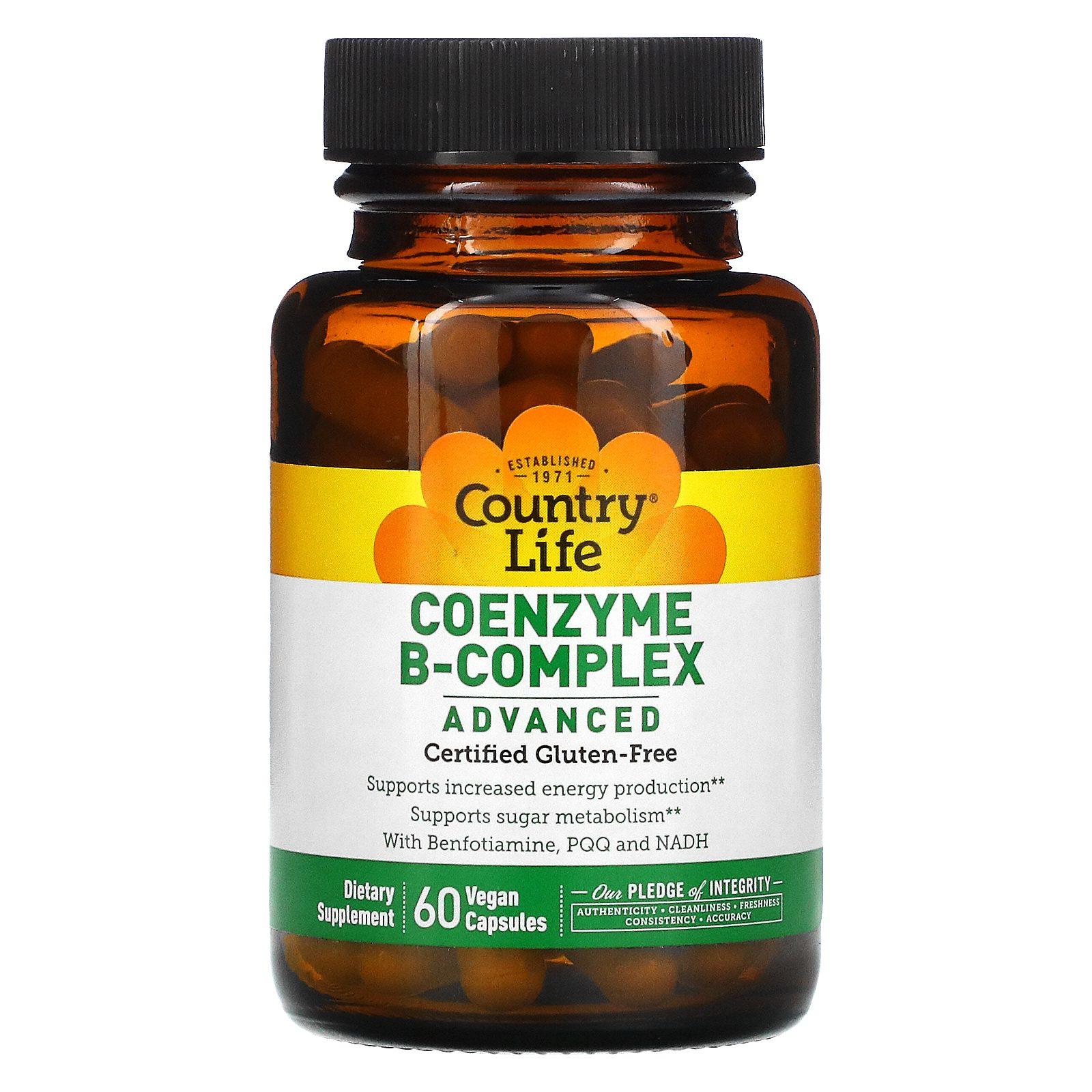 Country Life, Coenzyme B-Complex, Advanced, 60 Vegan Capsules | Allnatural