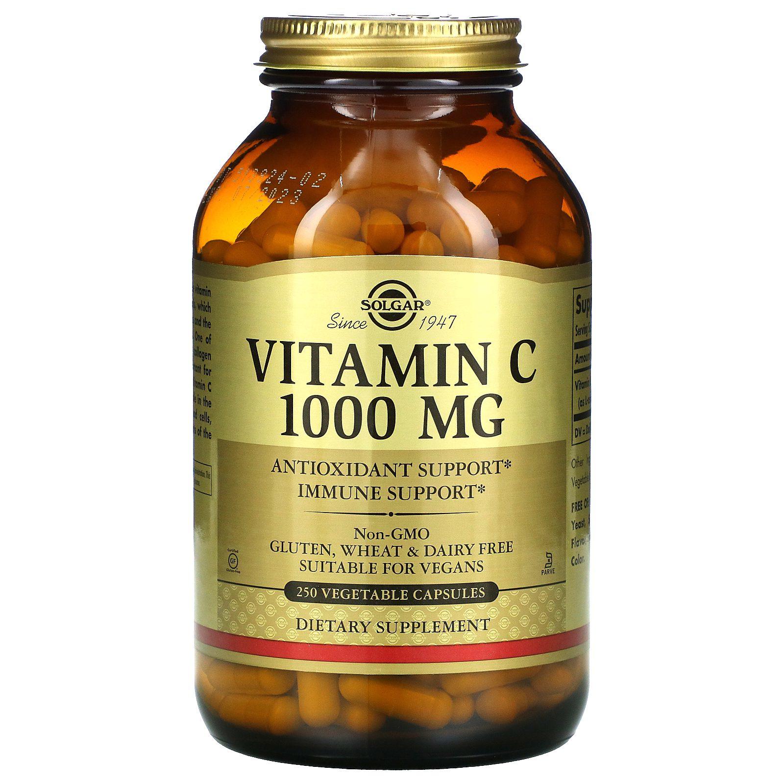 Solgar, Vitamina C, 1000 mg, 250 cápsulas vegetales | Allnatural