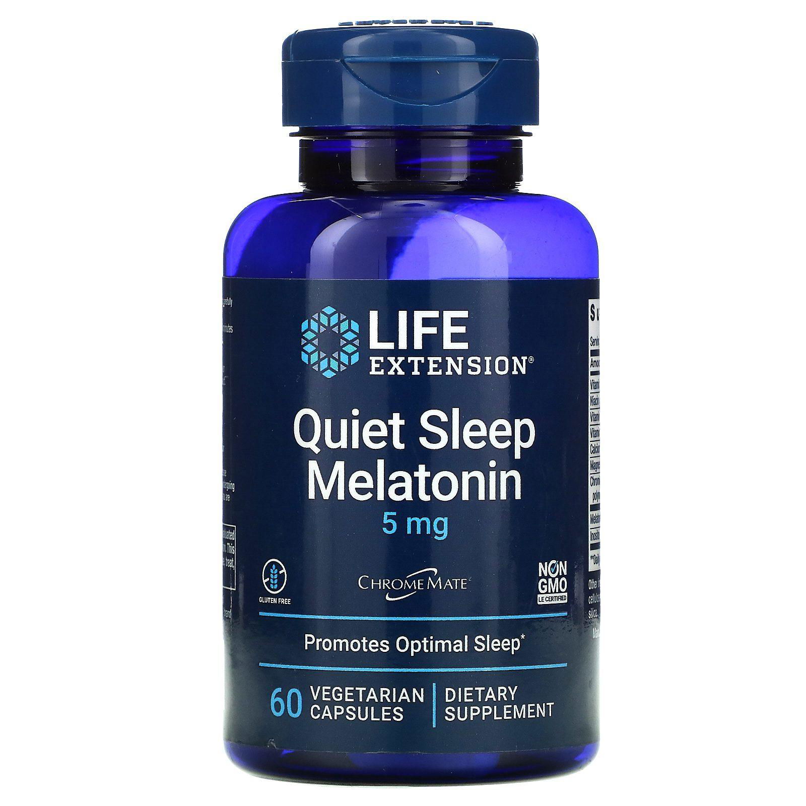 Life Extension, Quiet Sleep, Melatonin, 5 mg, 60 Vegetarian Capsules ...