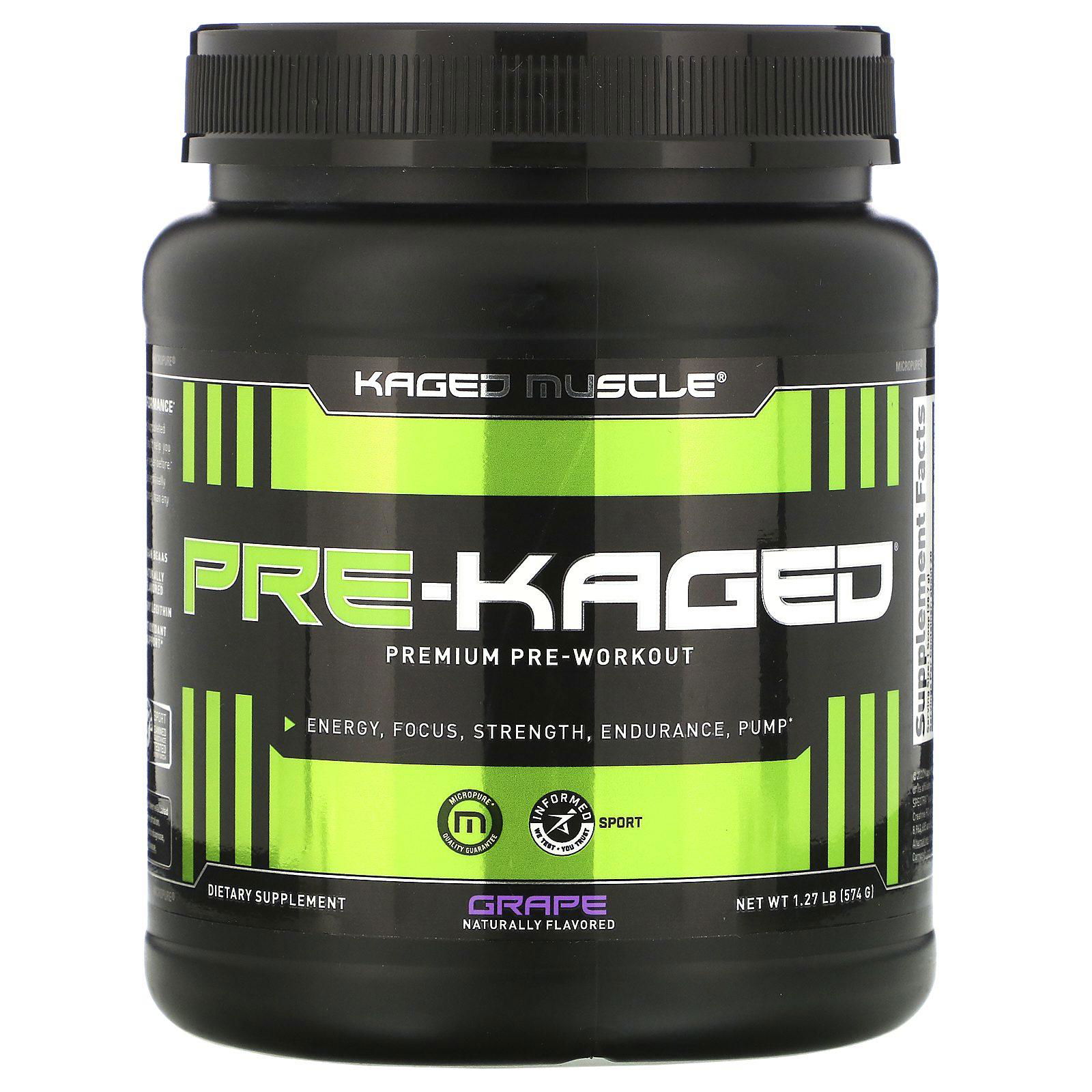 Kaged Muscle, PRE-KAGED, Premium Pre-Workout, Grape, 1.27 lb (574 g ...