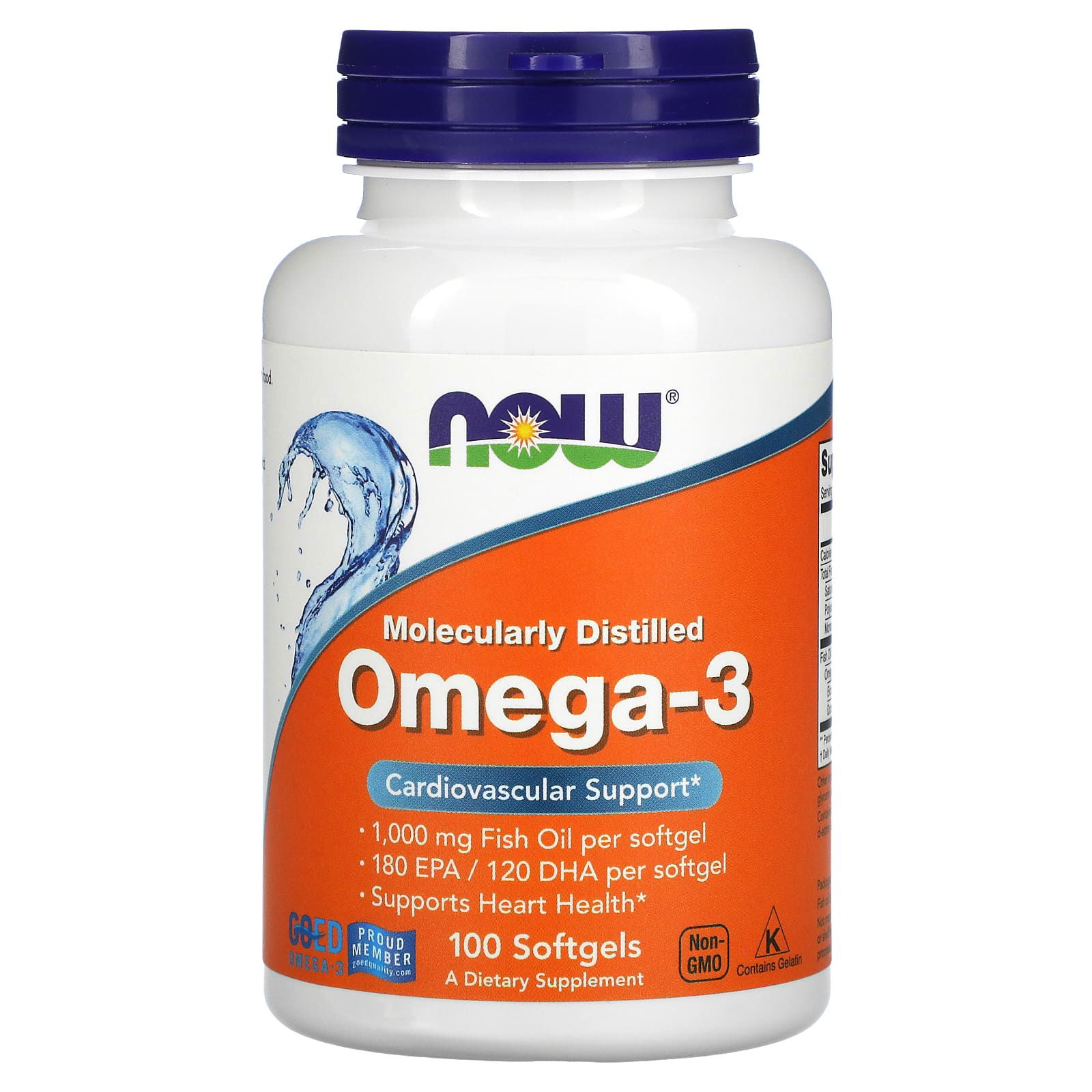 NOW Foods, Omega-3, 180 EPA/120 DHA, 100 cápsulas blandas | Allnatural