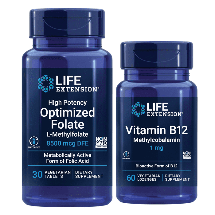 Life Extension, Methylfolate 8500mcg y B12 1mg | Allnatural